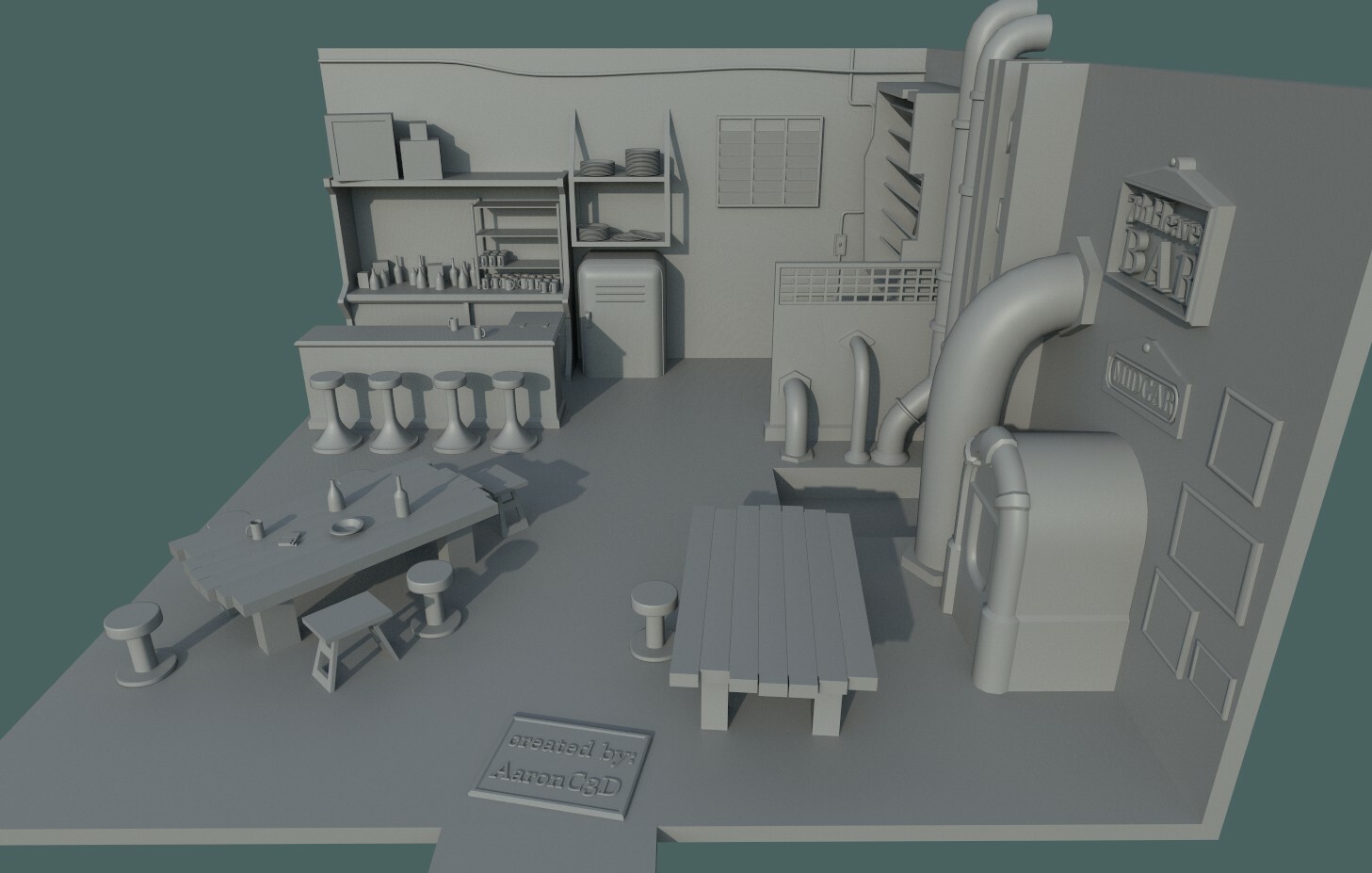 Aaron E. Conner - Final Fantasy VII "7th Heaven Bar" Diorama