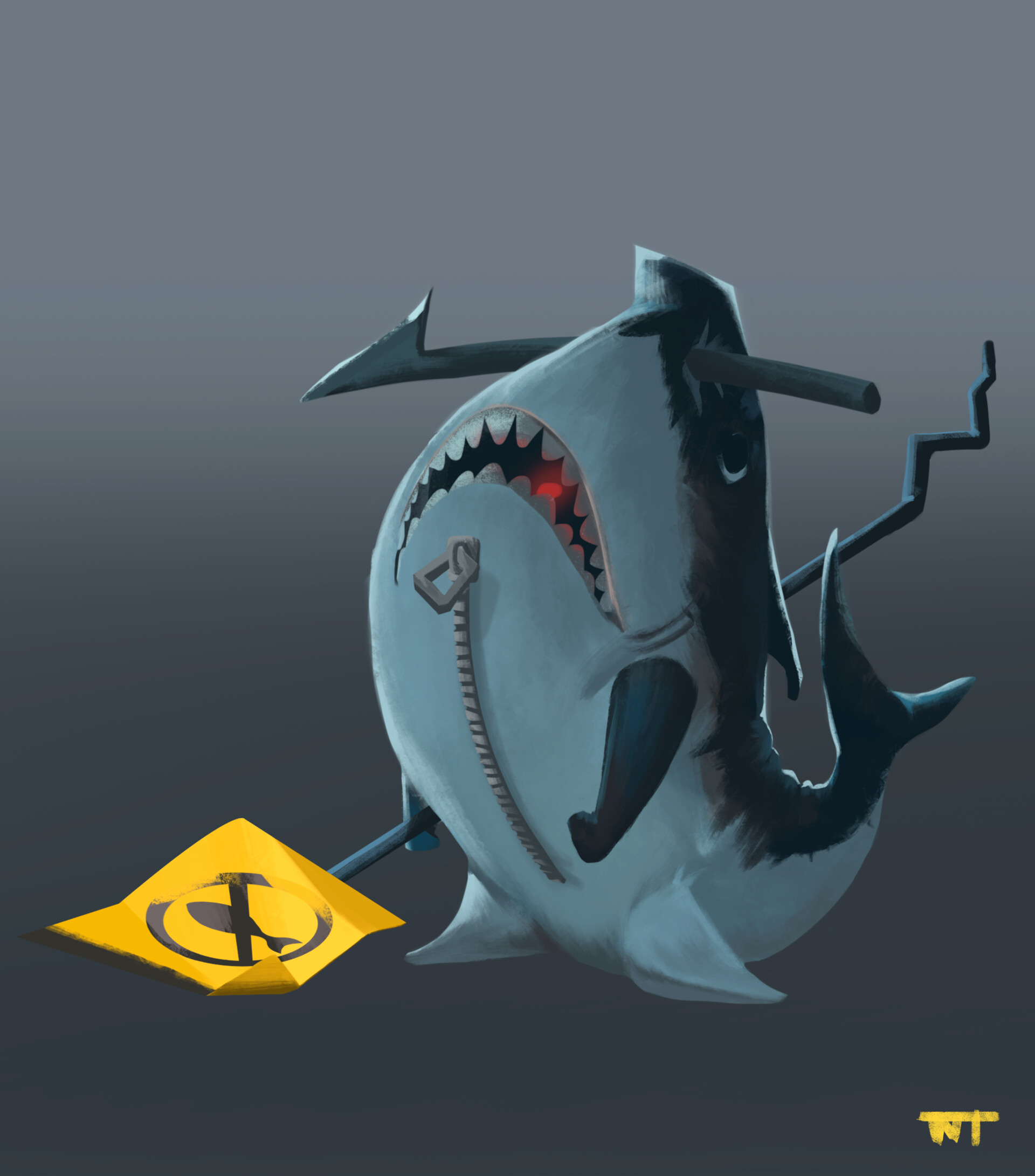 ArtStation - A mysterious being lives inside a shark-suit.