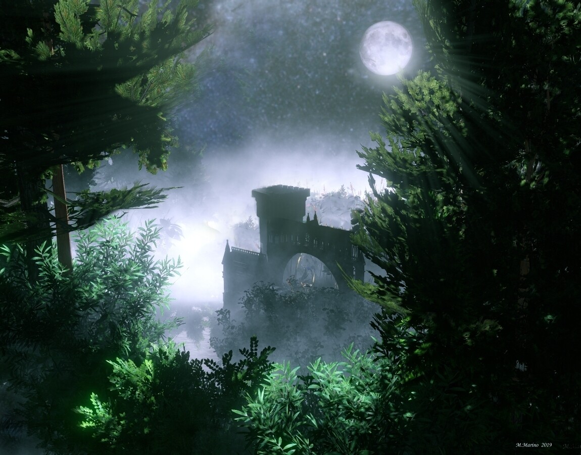 ArtStation - Full moon over the castle