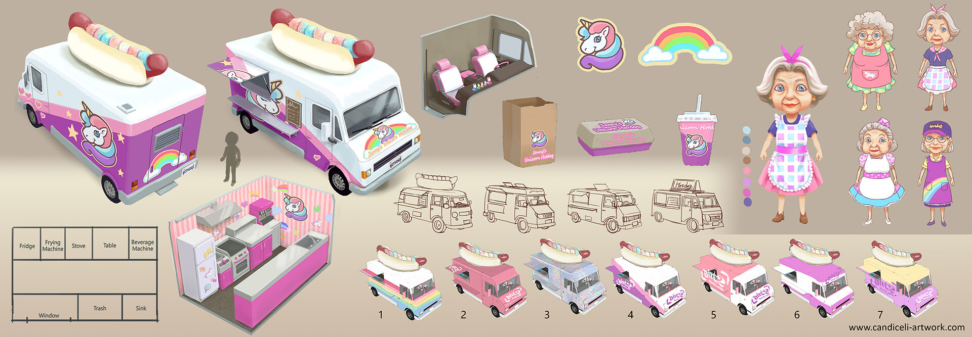 ArtStation - Jenny's Unicorn Hot Dog Truck