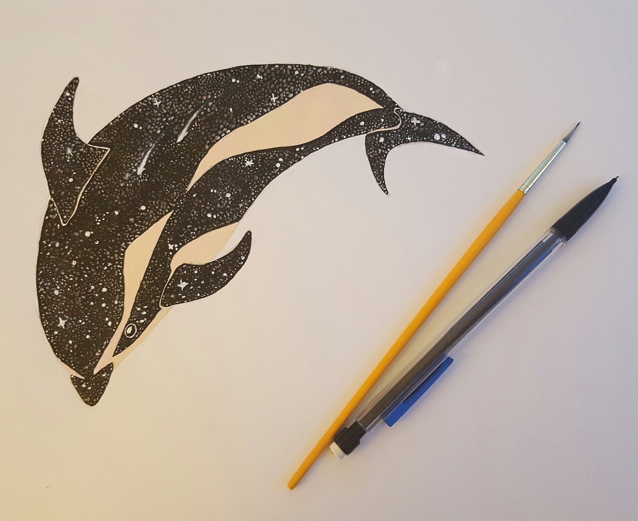how to draw a hourglass dolphin