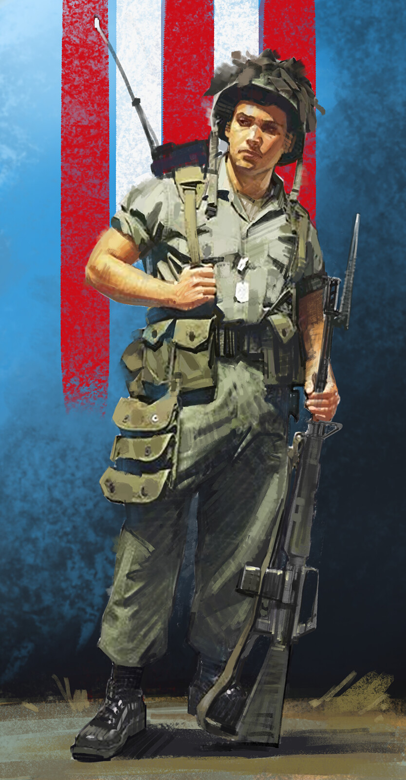 ArtStation - American soldier (concept and pencil sketch) *photobashing