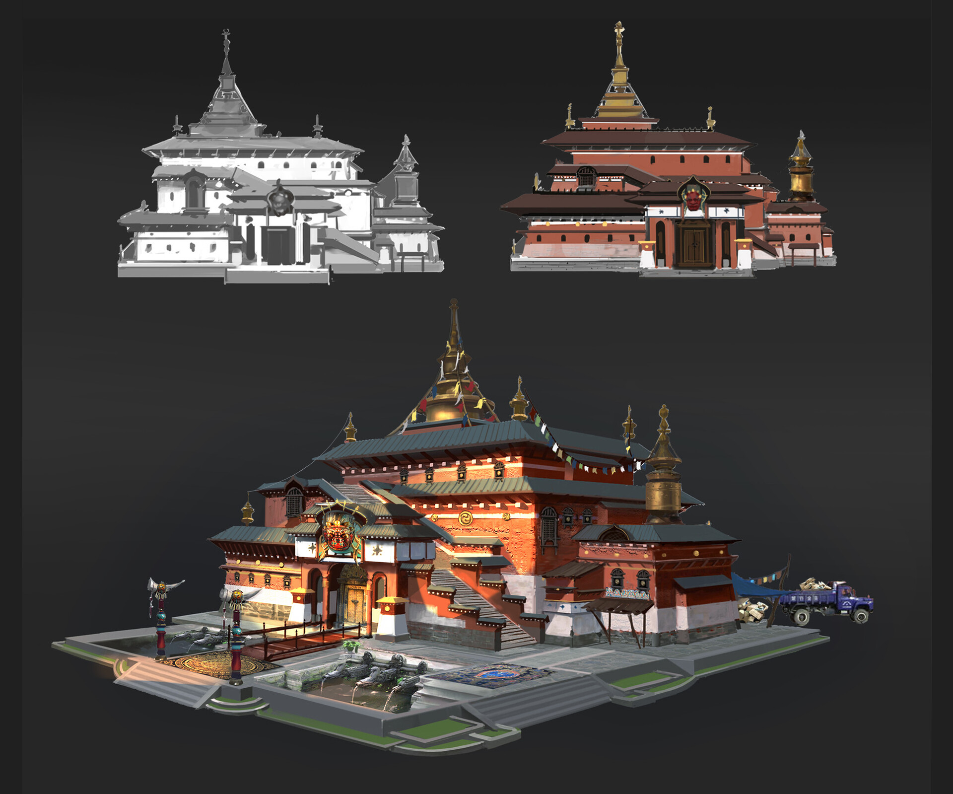 ArtStation - All the way to the west to find Himalaya architecture.