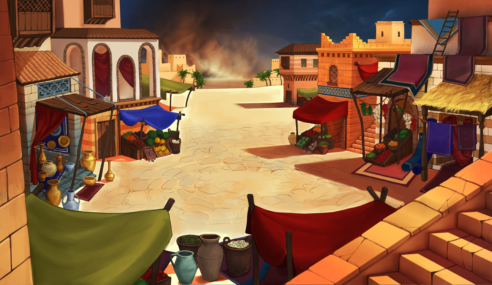 ArtStation - Arabian Market - Art Test (Breakdown)