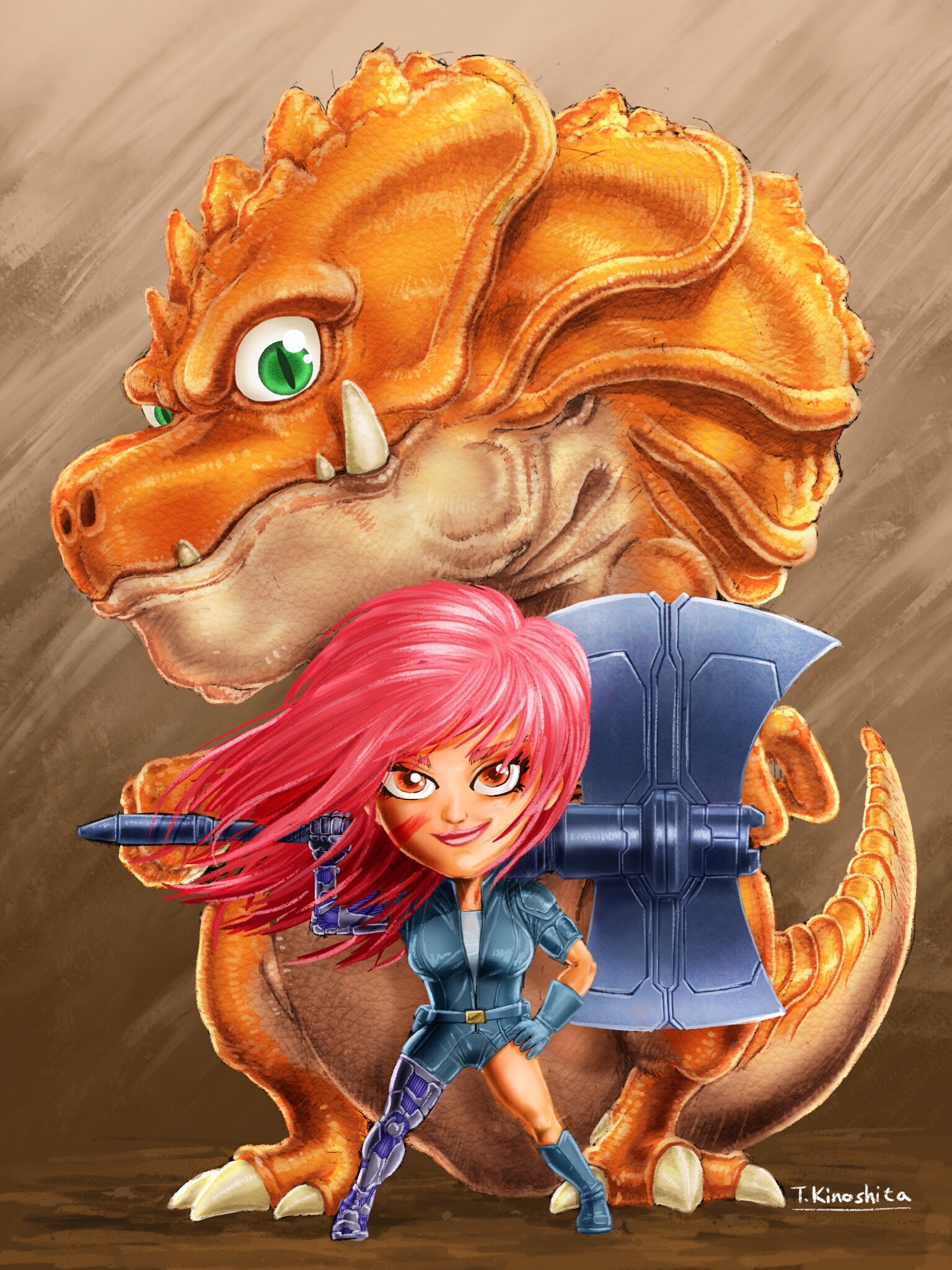 ArtStation - Female Soldier and Dragon