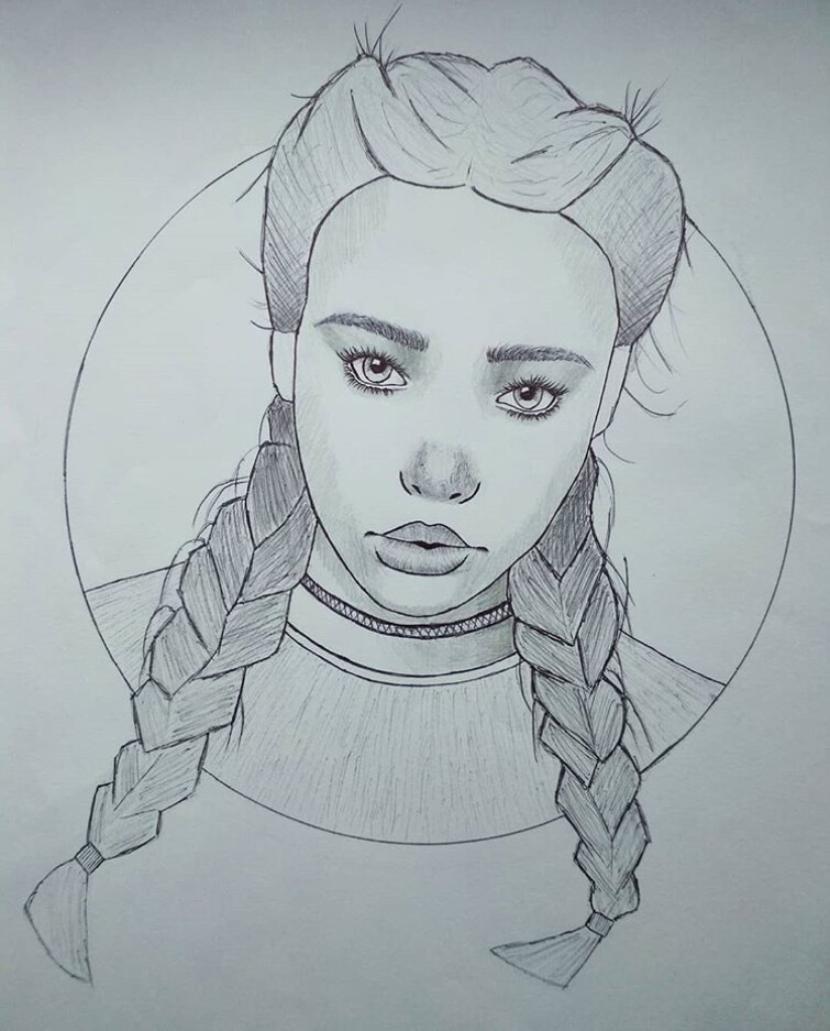 how to draw pigtail braids