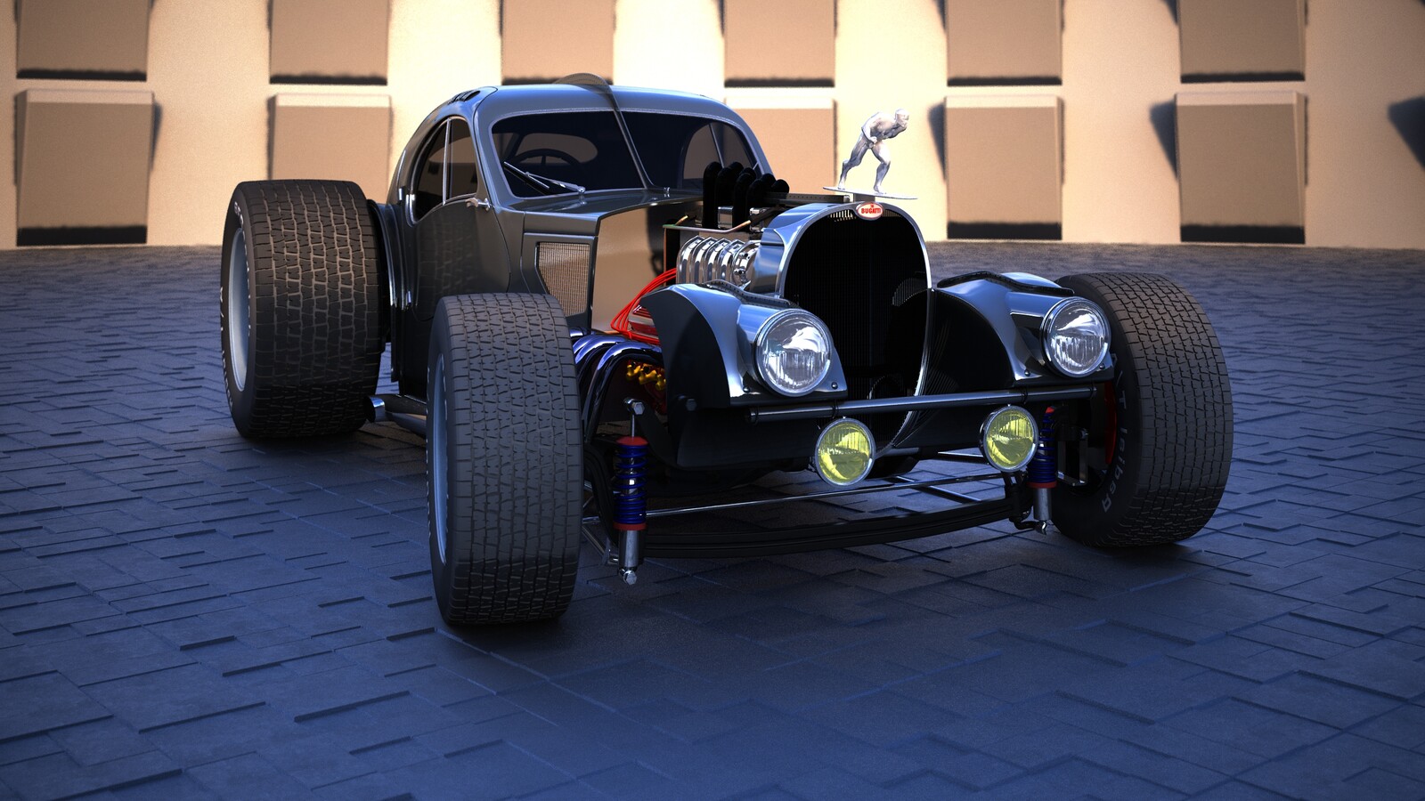 Carlos Bacardi - Silver Surfer Bugatti Atlantic Rat Rod