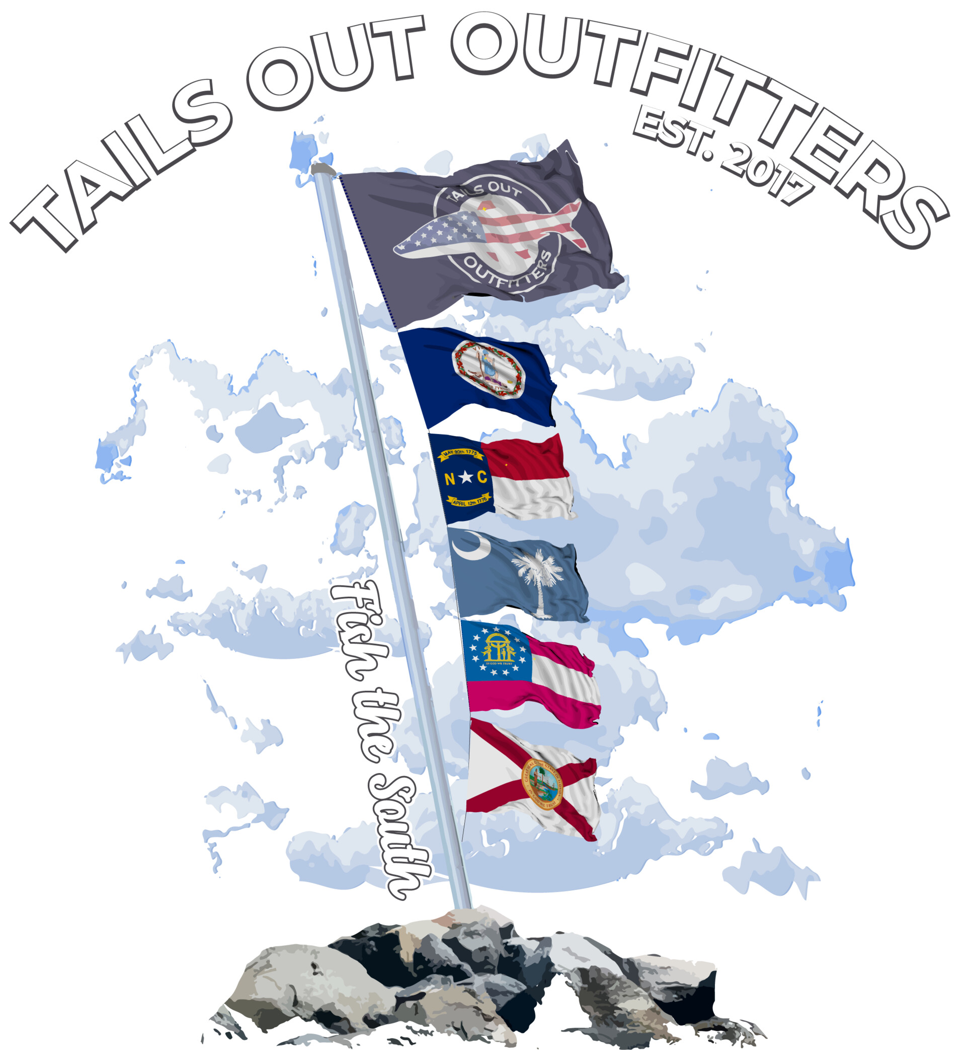 ArtStation - Tails Out Outfitters - "Fish The South" T-Shirt Design