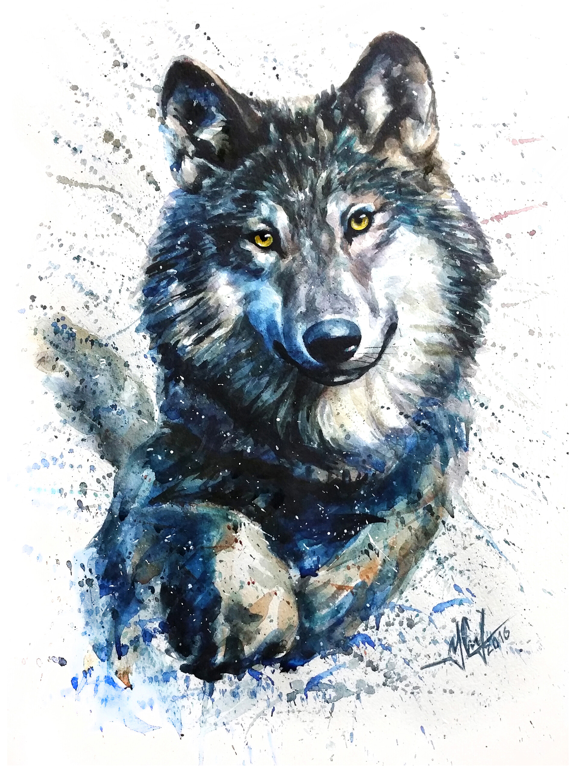 ArtStation - Wolf watercolor painting