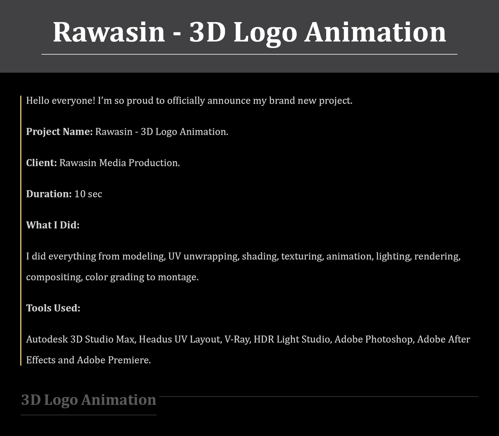 Algelany Art - Rawasin - 3D Logo Animation