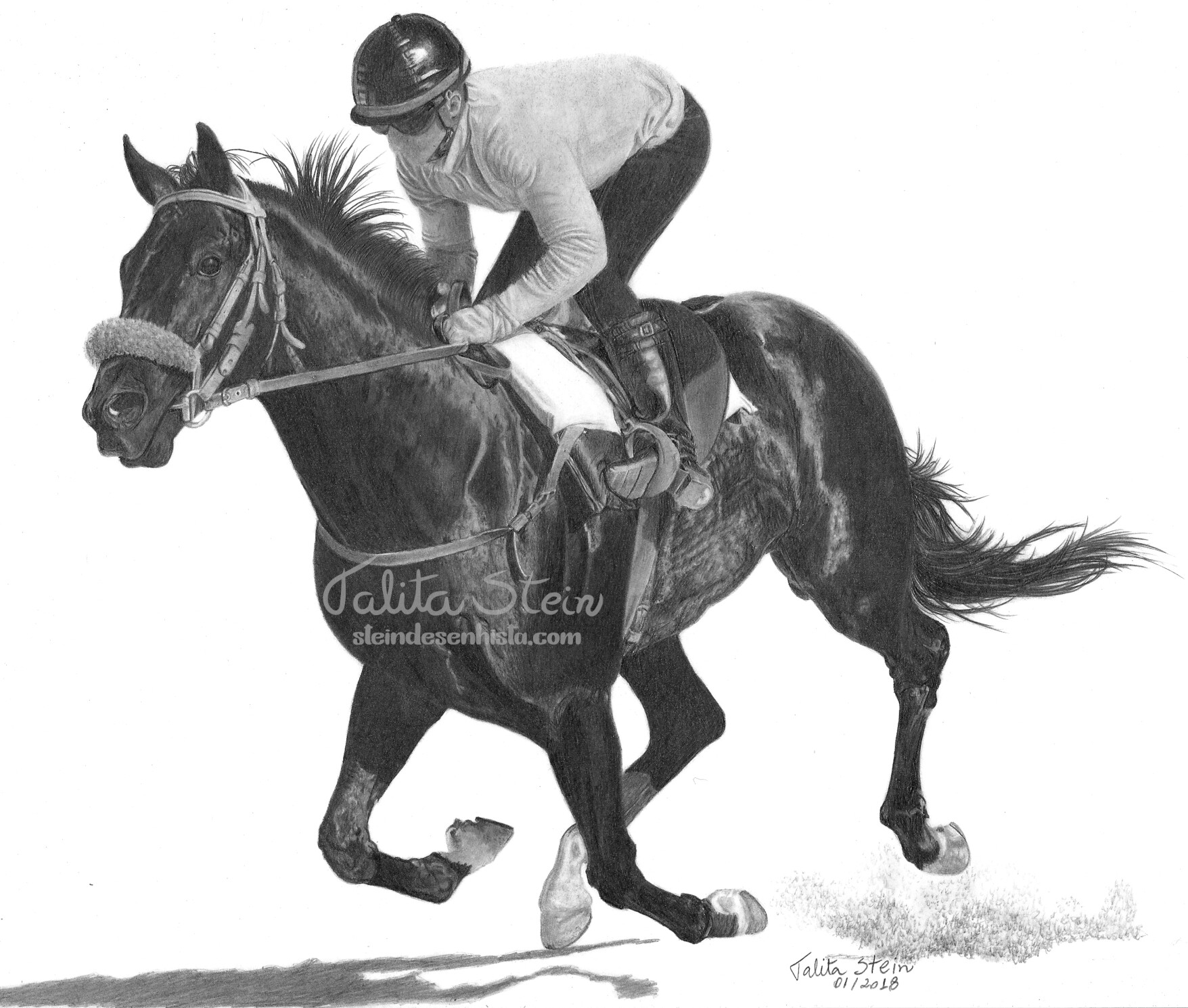 how to draw a racehorse and jockey