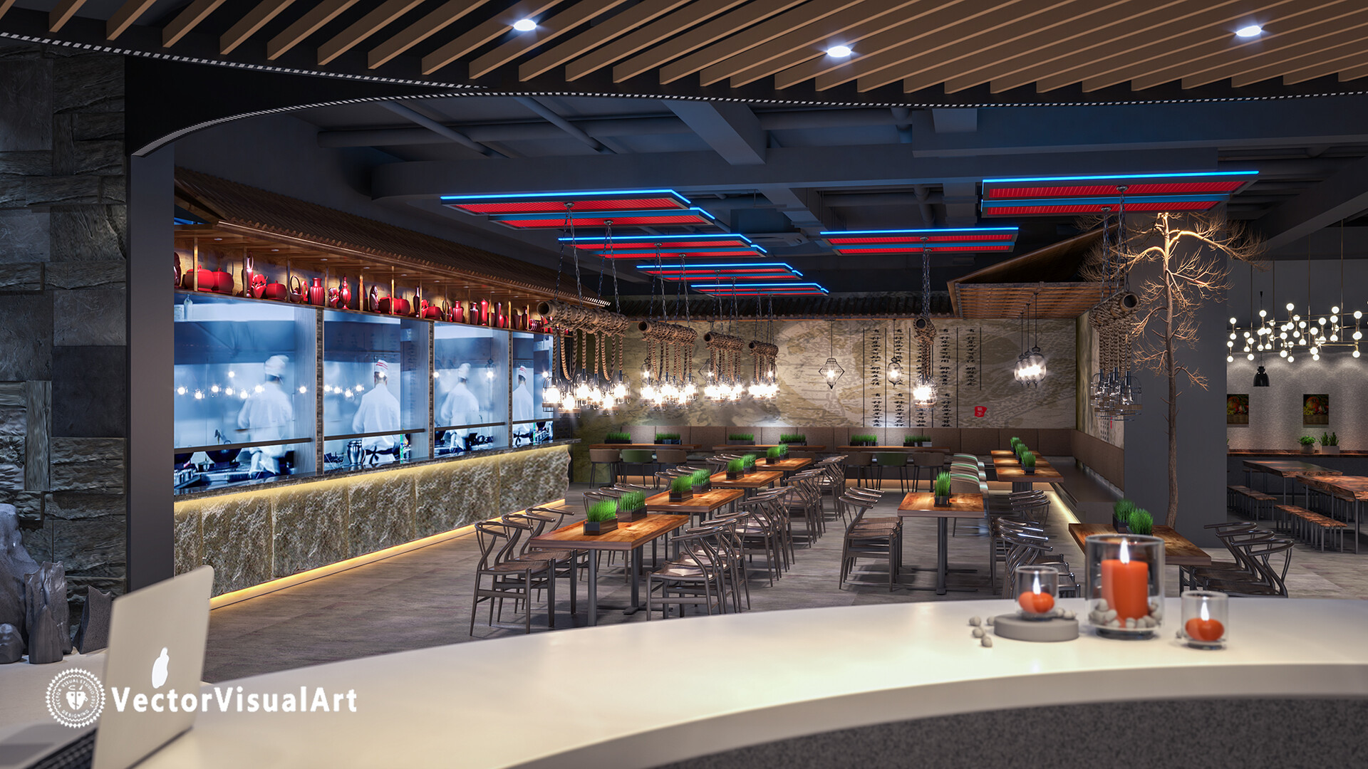 ArtStation - Restaurant made with 3dsmax vray