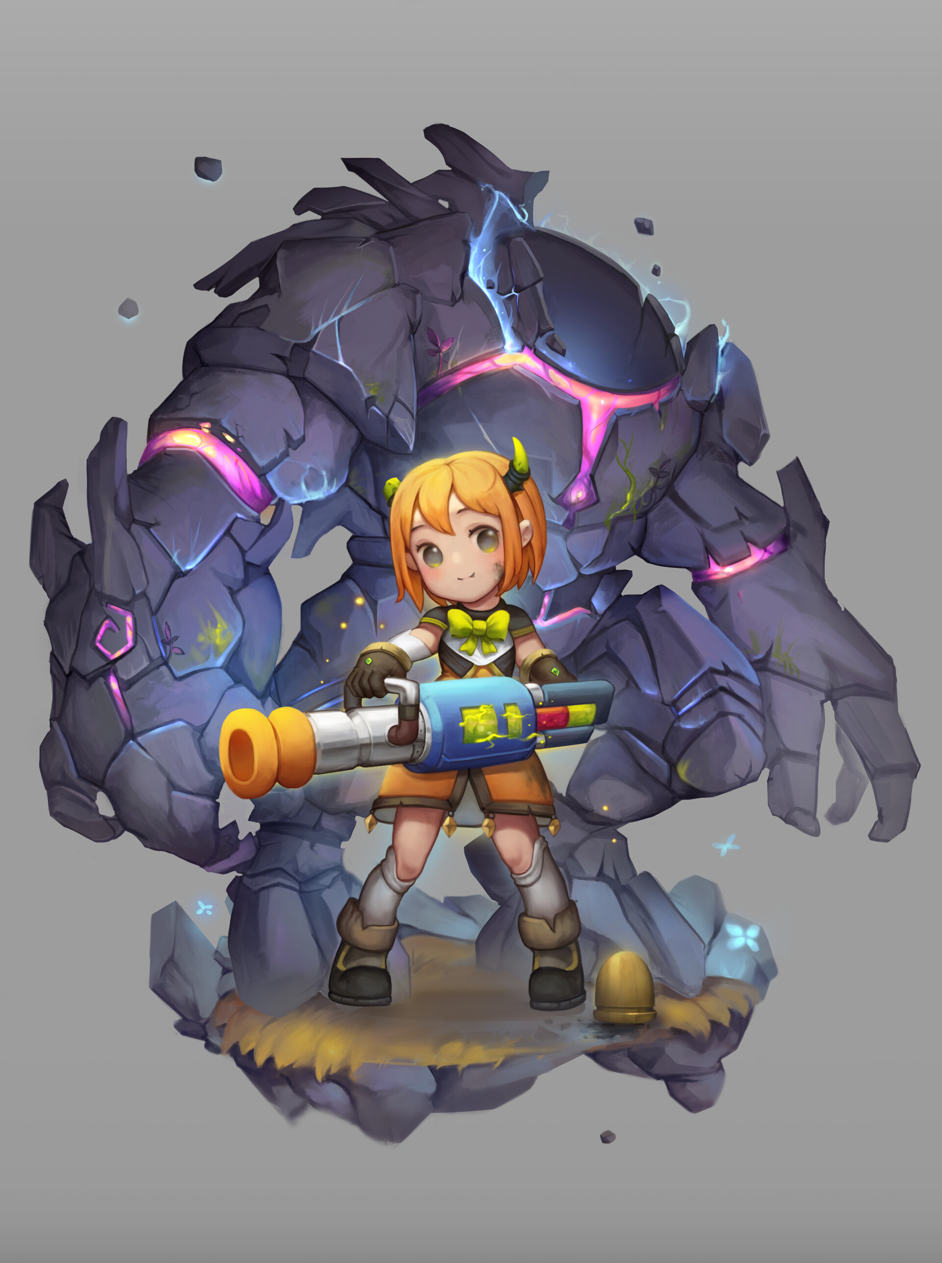 ArtStation - gun girl and her golem