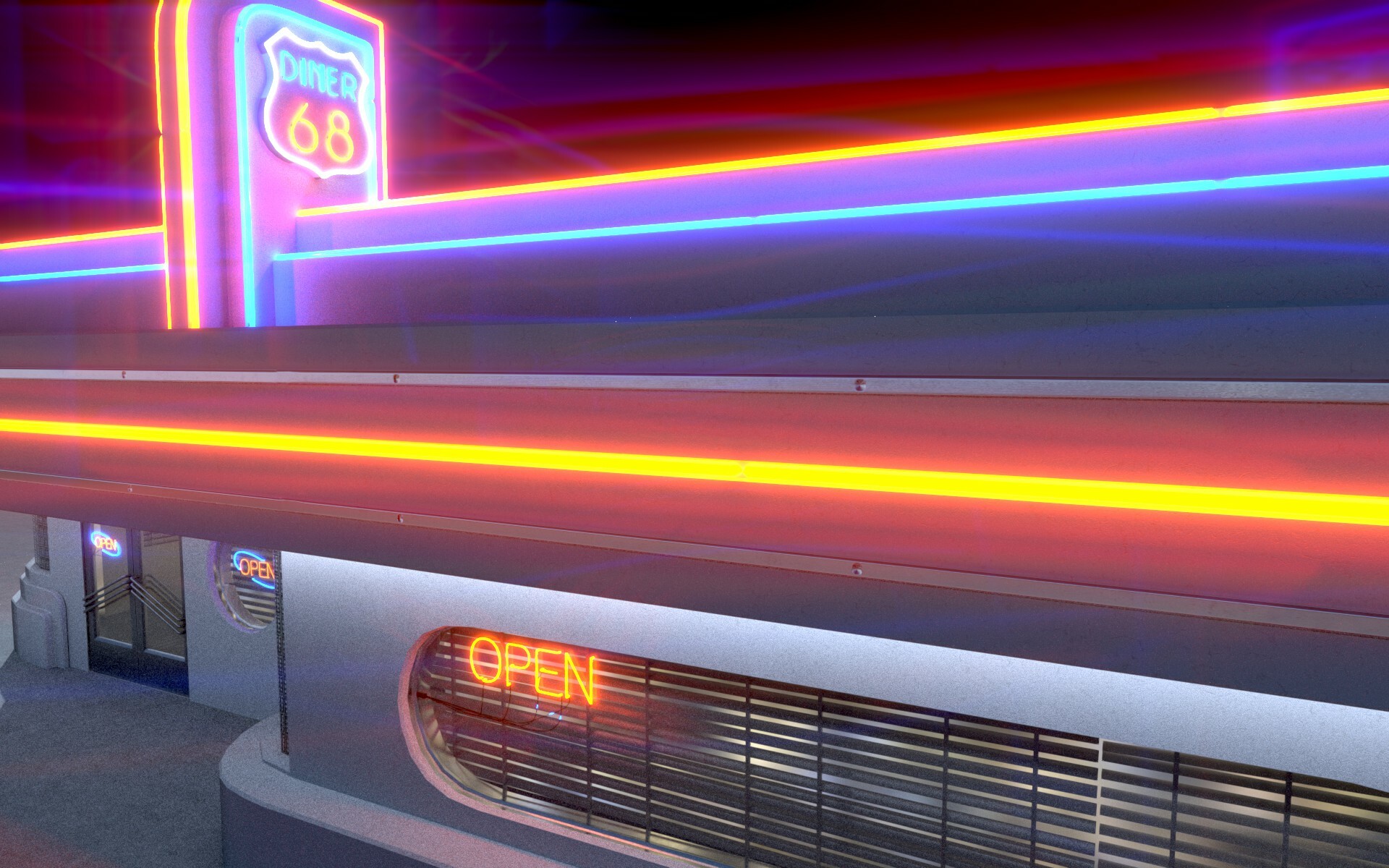 ArtStation - 1950s Diner Streamline moderne style