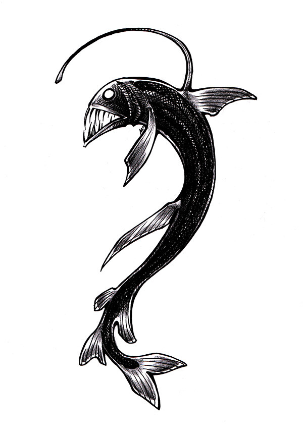 viperfish drawing easy