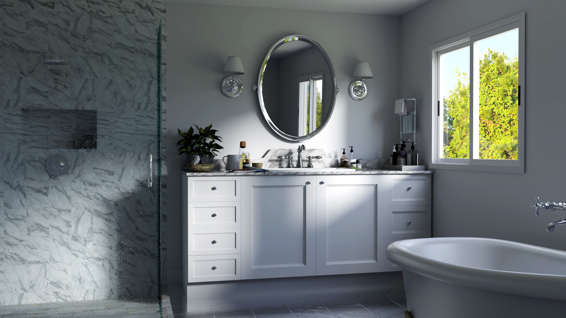 ArtStation - Classic style marble bathroom