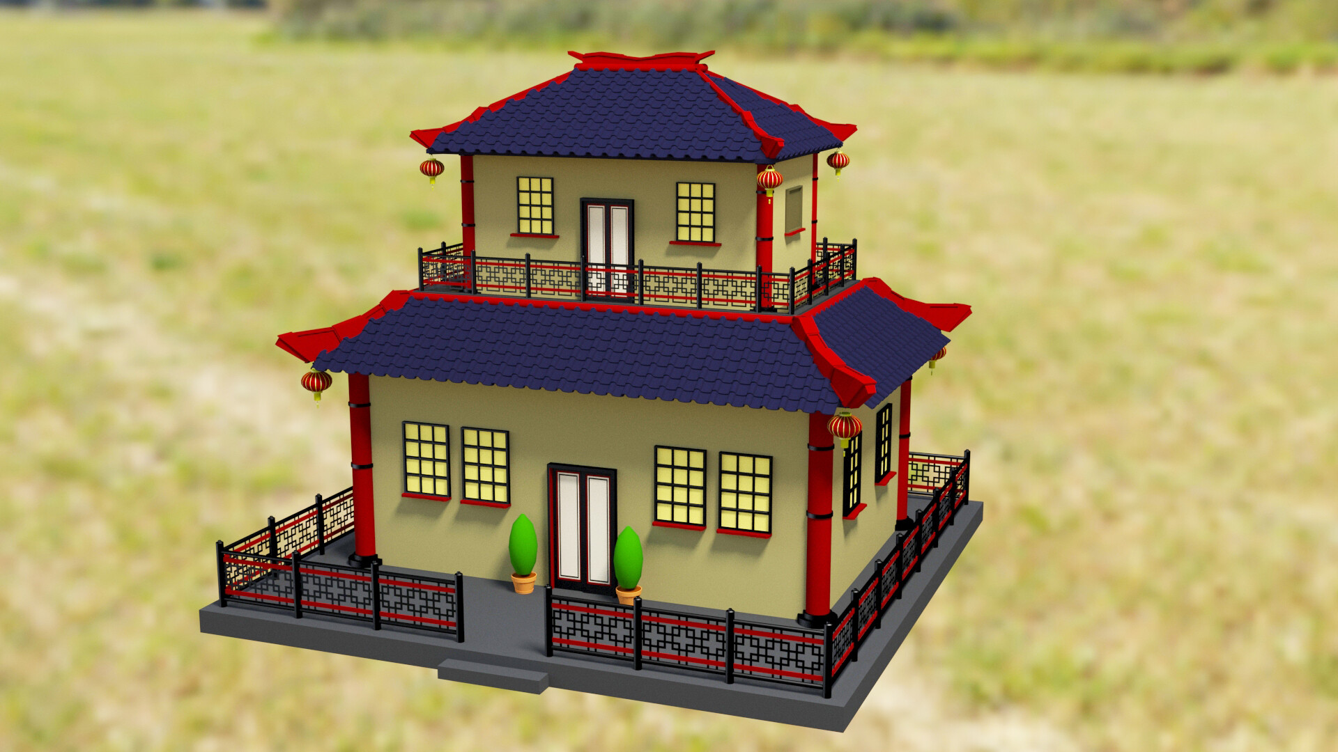 ArtStation - Chinese low poly house