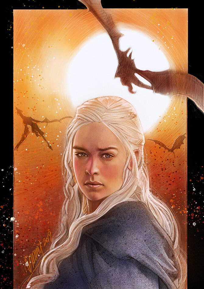 ArtStation - GOT - Queen of Dragon Pin up