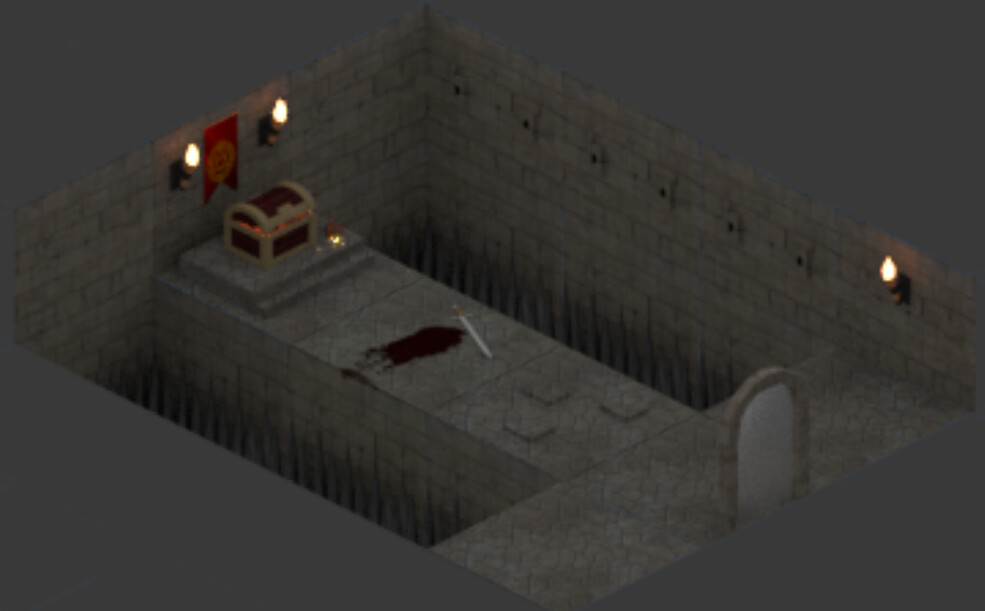 Richard King - Isometric 32x32 pixel tiled scene for Unity (Dungeon)