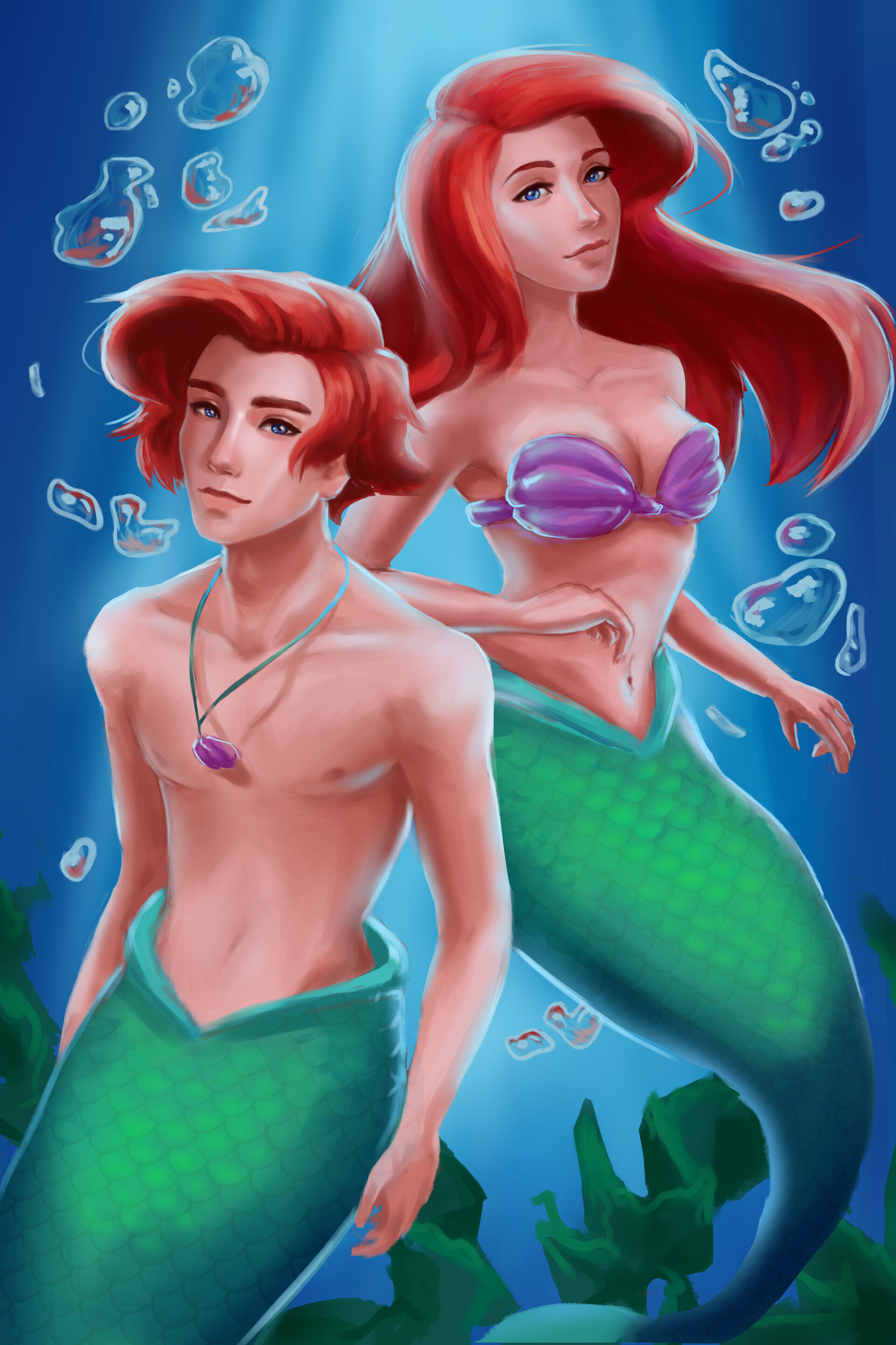 how to draw mermaid boy