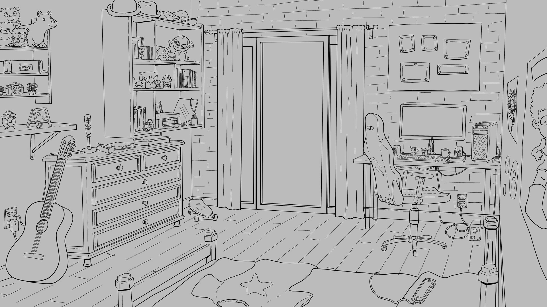 how to draw a room background