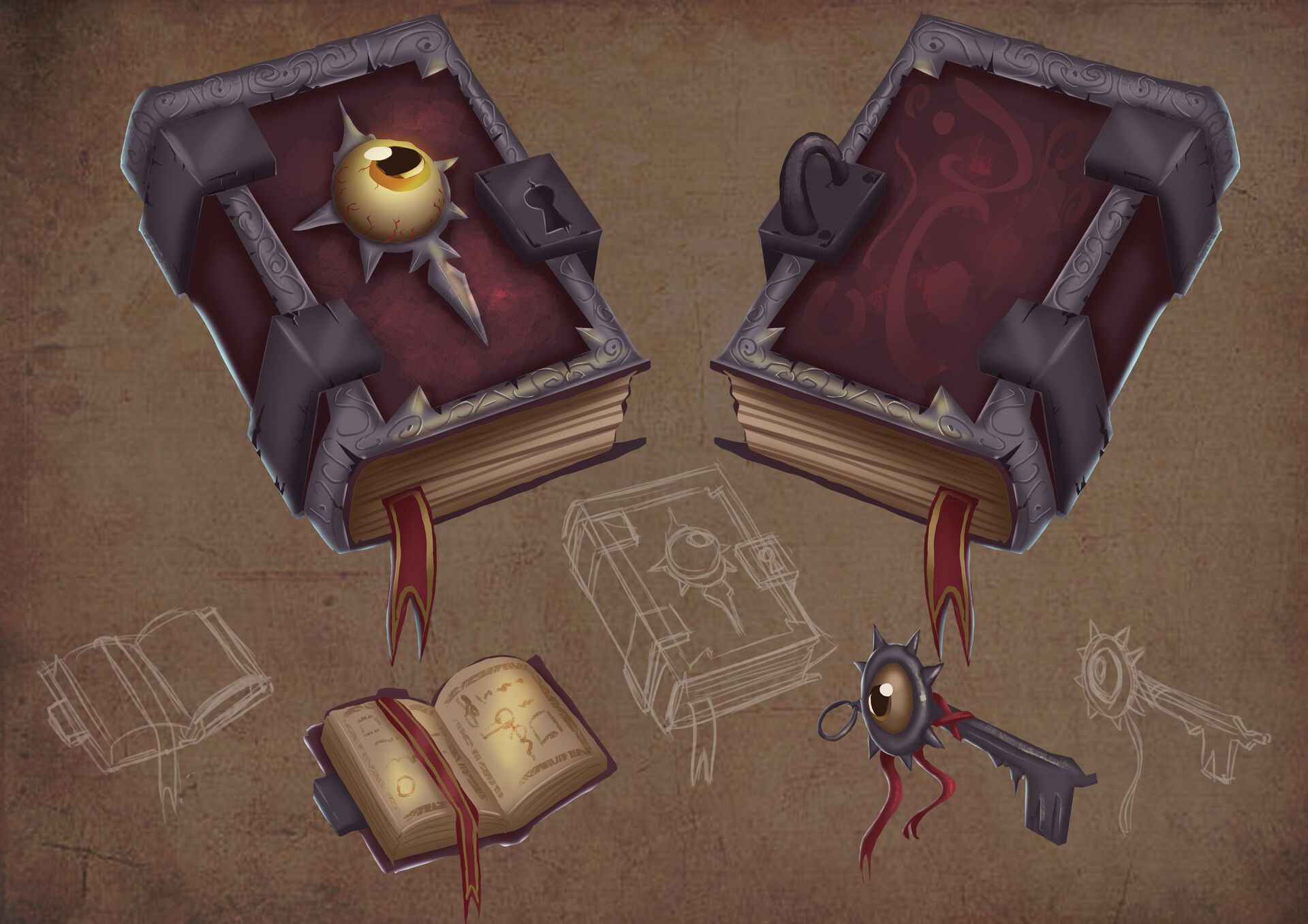 ArtStation - Magic Throne and Spell Book