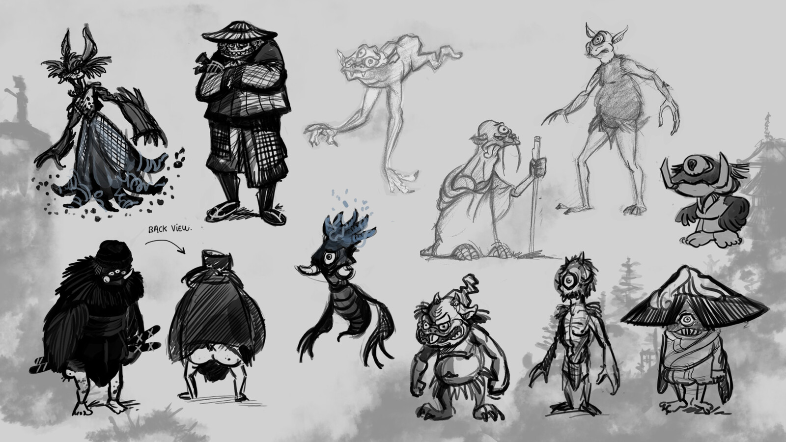 Iñigo Bartolomé - Secondary Enemies Rough Desings- Kogarashi Videogame Project- 2018