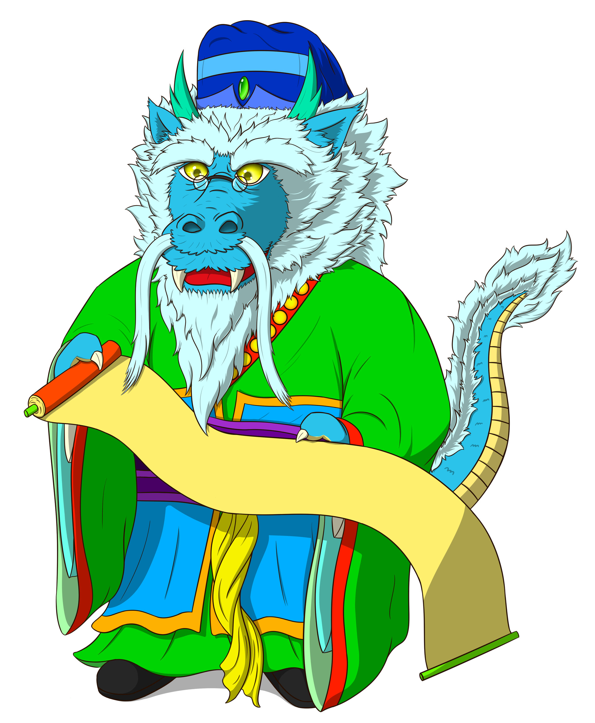 ArtStation - Fu Lu Shou in anthropomorphism dragon appearance.