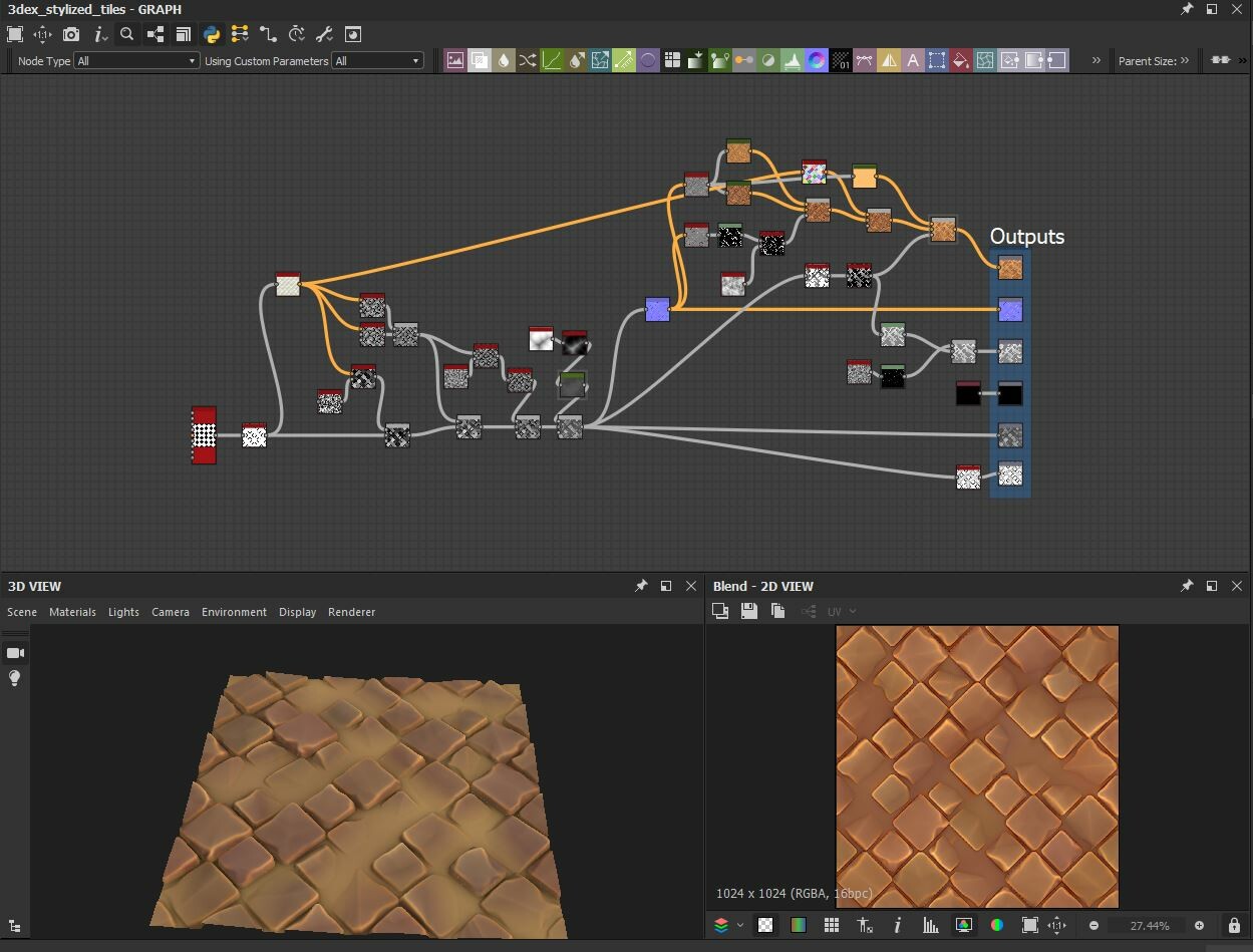 3dExtrude Tutorials - Stylized Tiles - Substance Designer