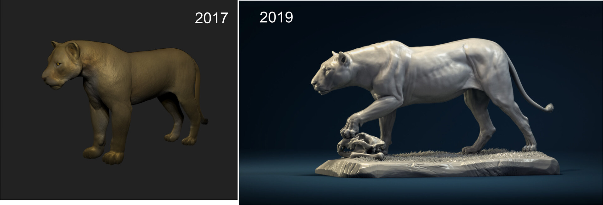 ArtStation - Lioness digital sculpting