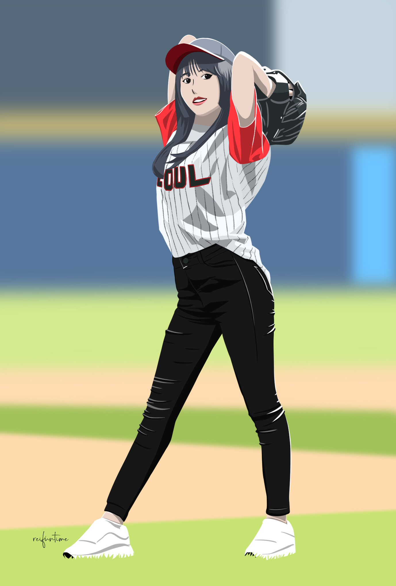 ArtStation - Momo pitching for LG Twins