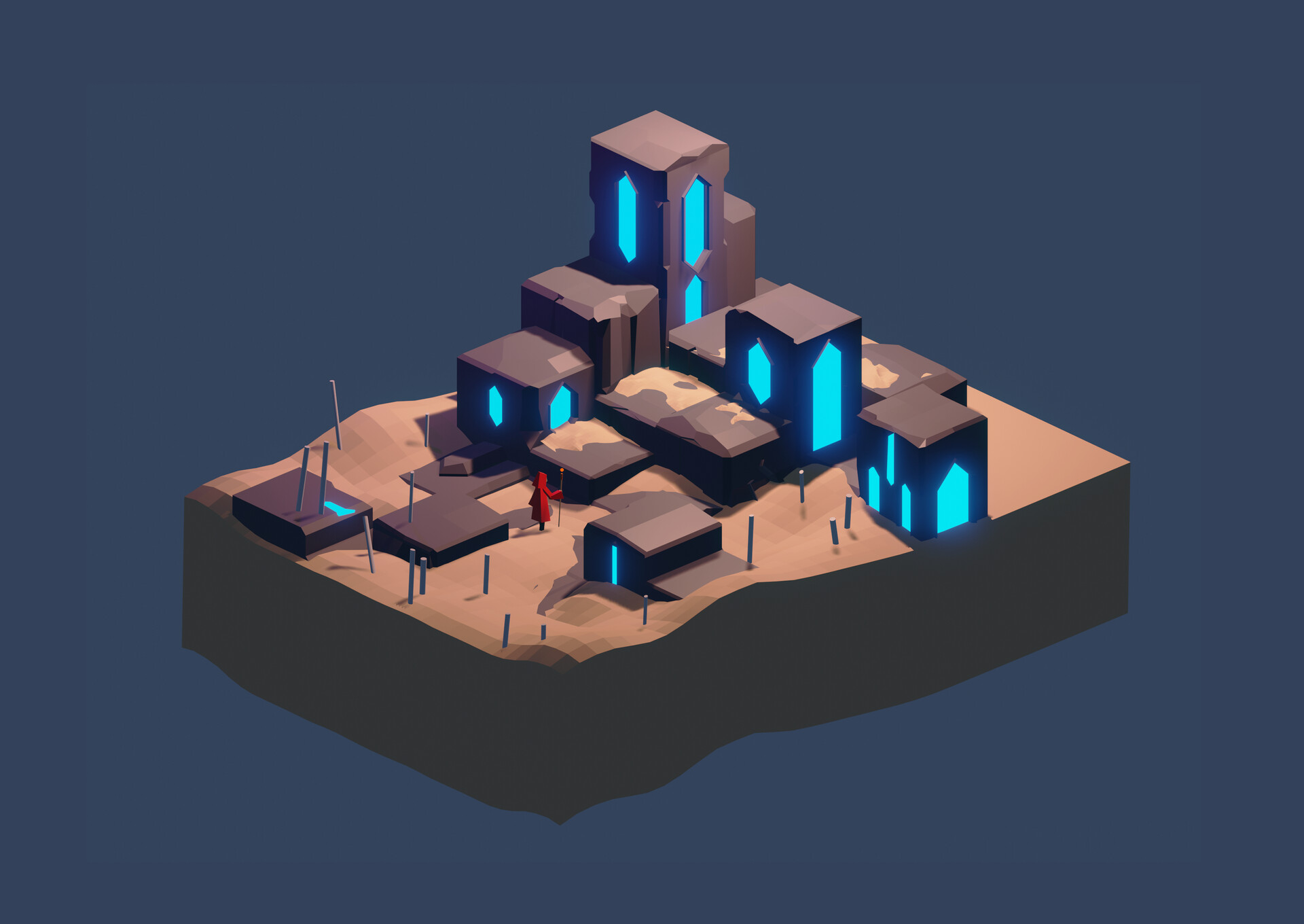 ArtStation - low poly ruins