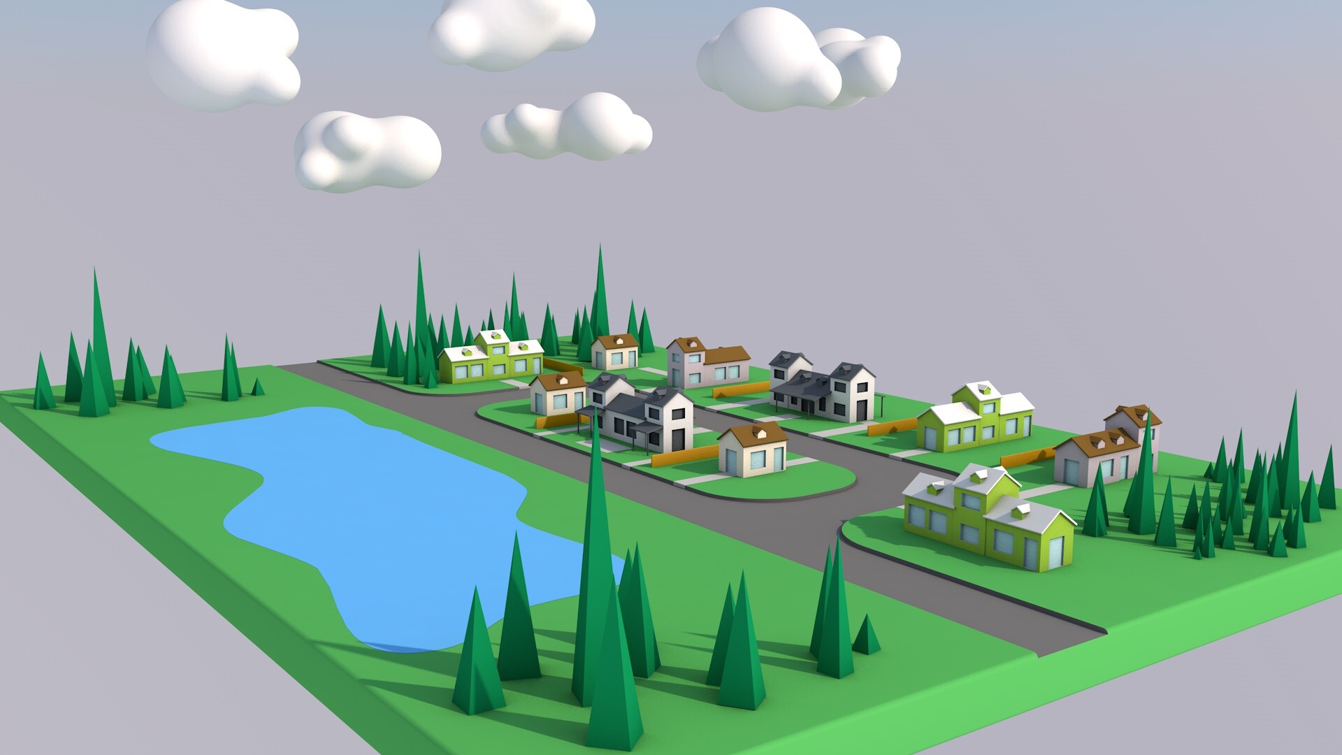 Abbott Wolf - Low Poly Landscape Studying