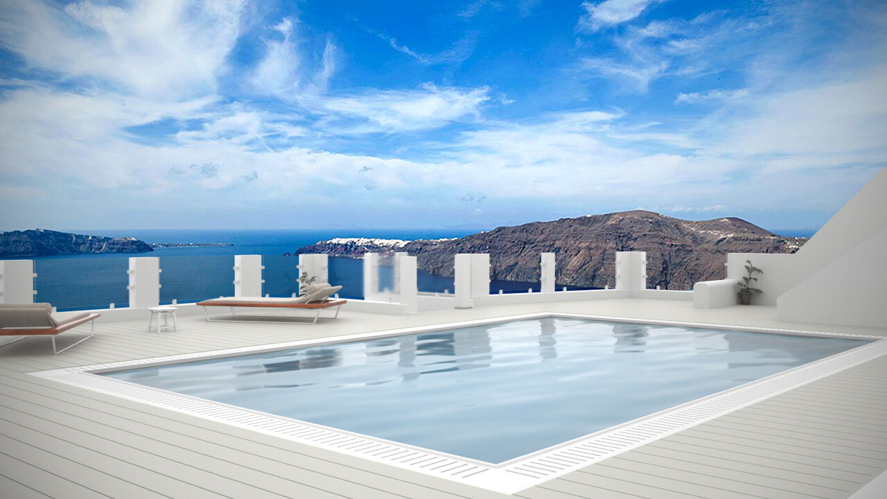 ArtStation - 3D Hotel-Pool Santorini