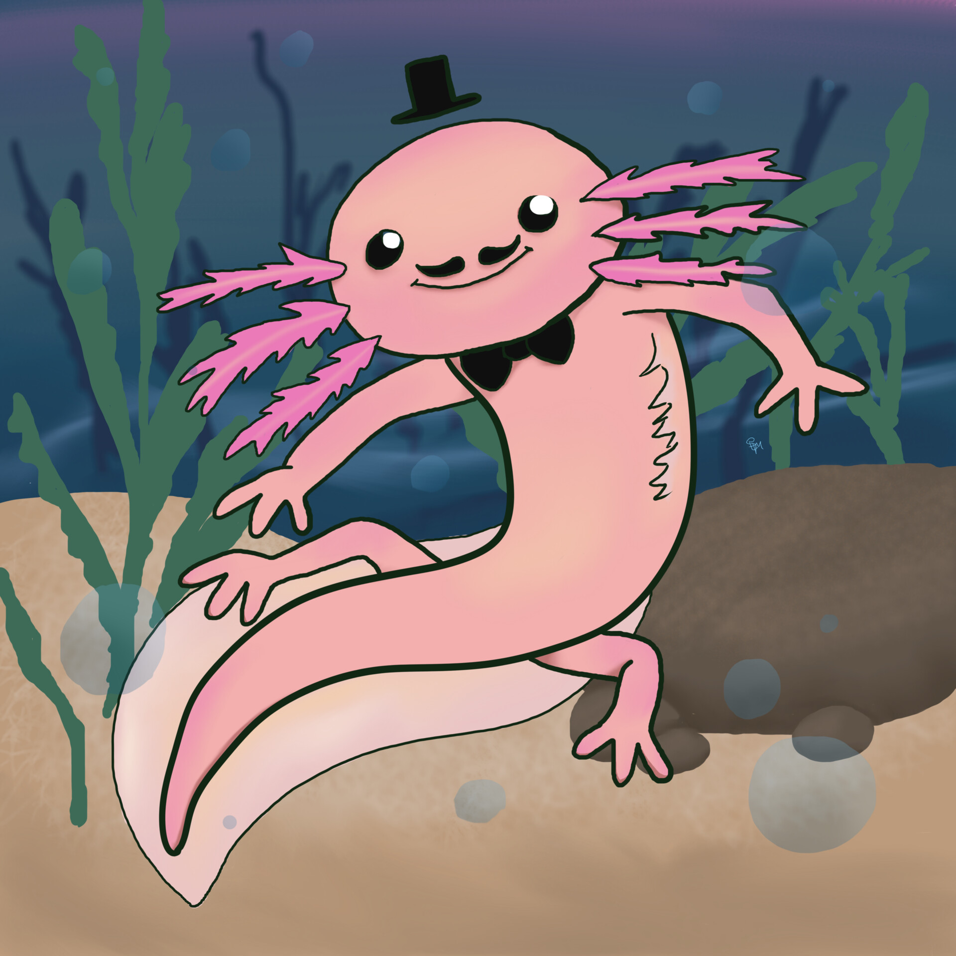 ArtStation - Surprise! Its a fancy axolotl.