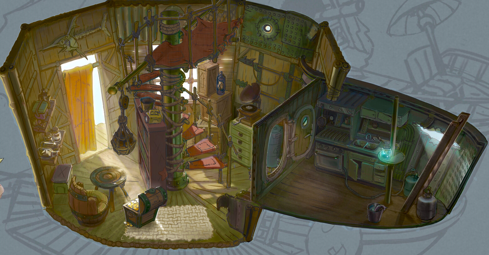 Reid Monninger - Castaway Tiki Hut Color Cut Away