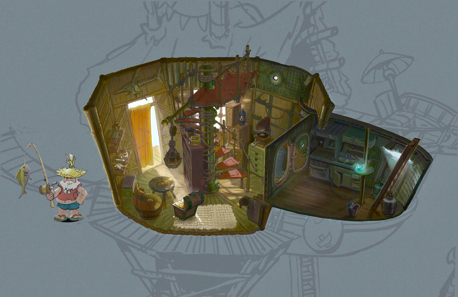 Reid Monninger - Castaway Tiki Hut Color Cut Away