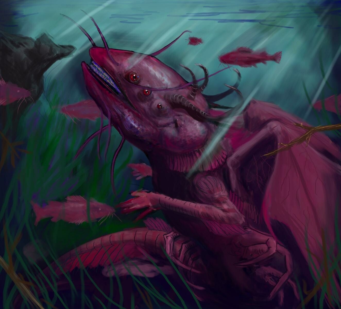 ArtStation - Cat fish dragon sketch
