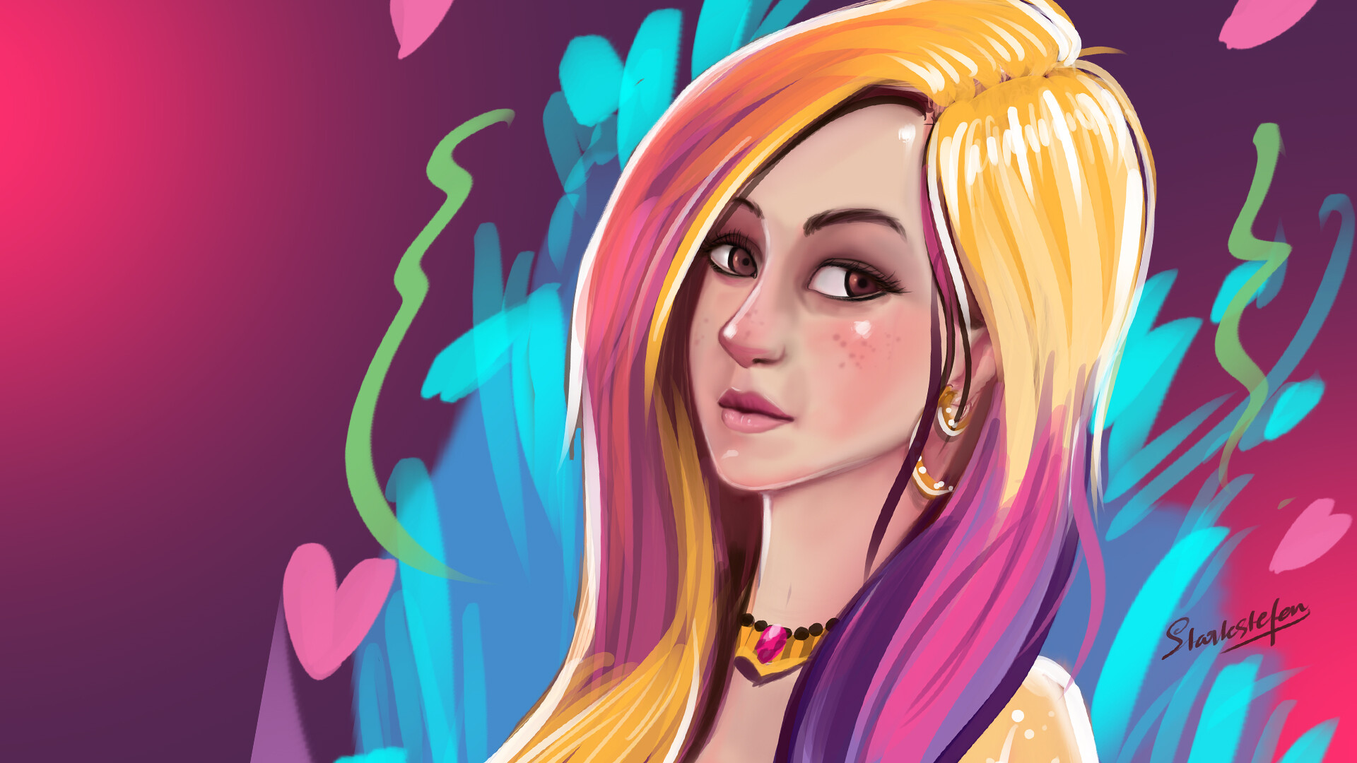 ArtStation - color full Anime girl