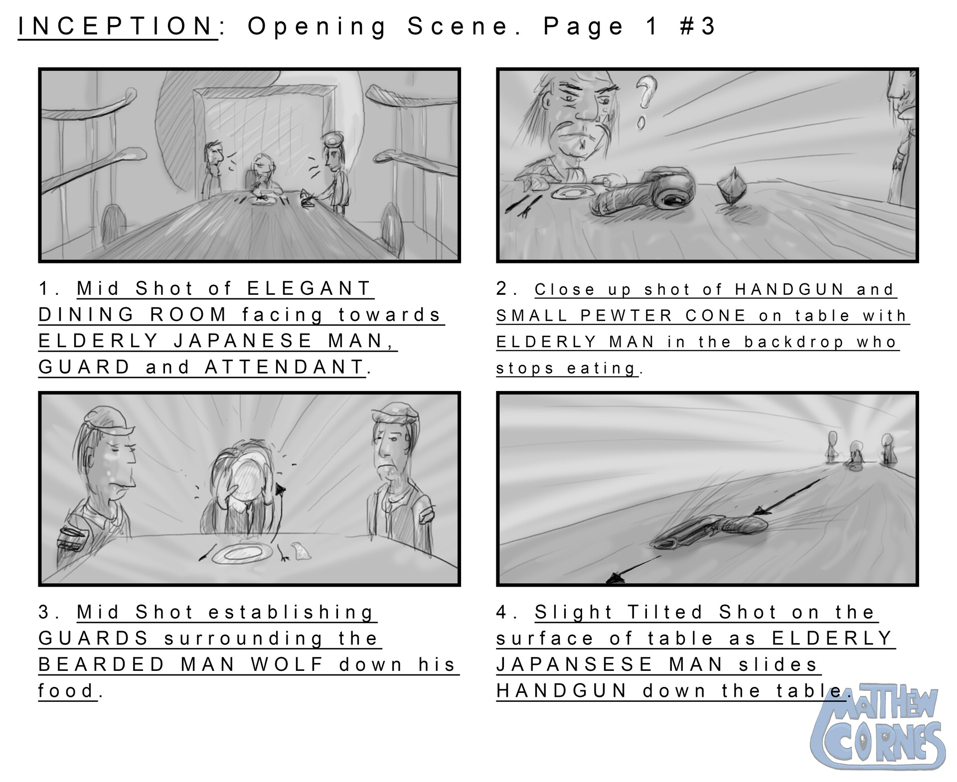 Matthew Cornes - Inception Storyboard: My take on the script