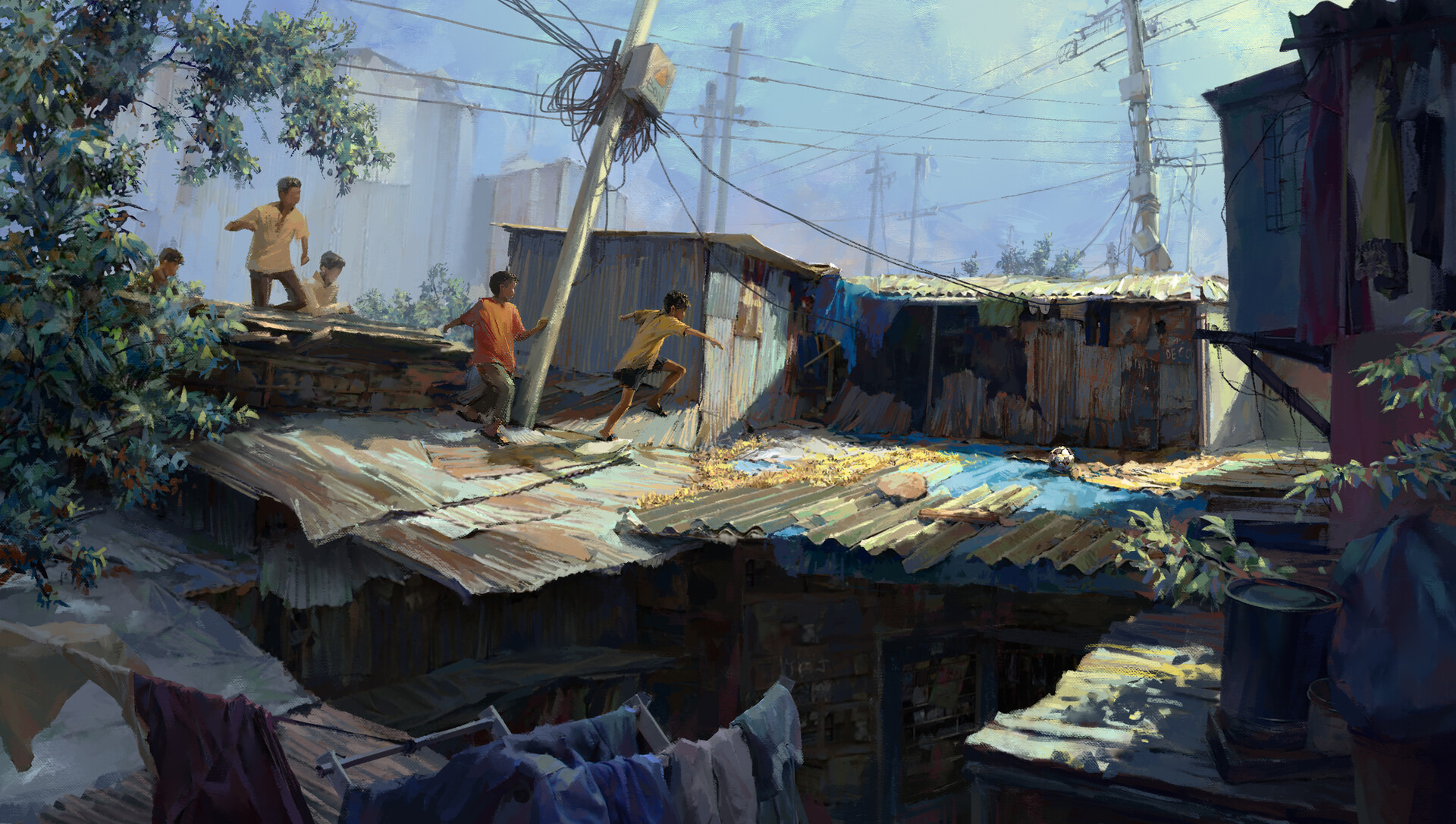 ArtStation - on the roofs of slum houses