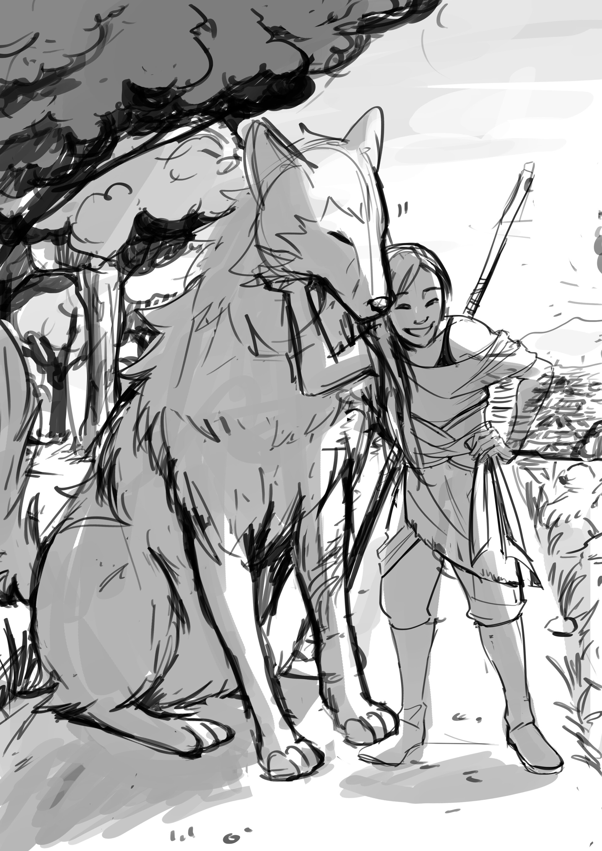 how to draw girl wolf