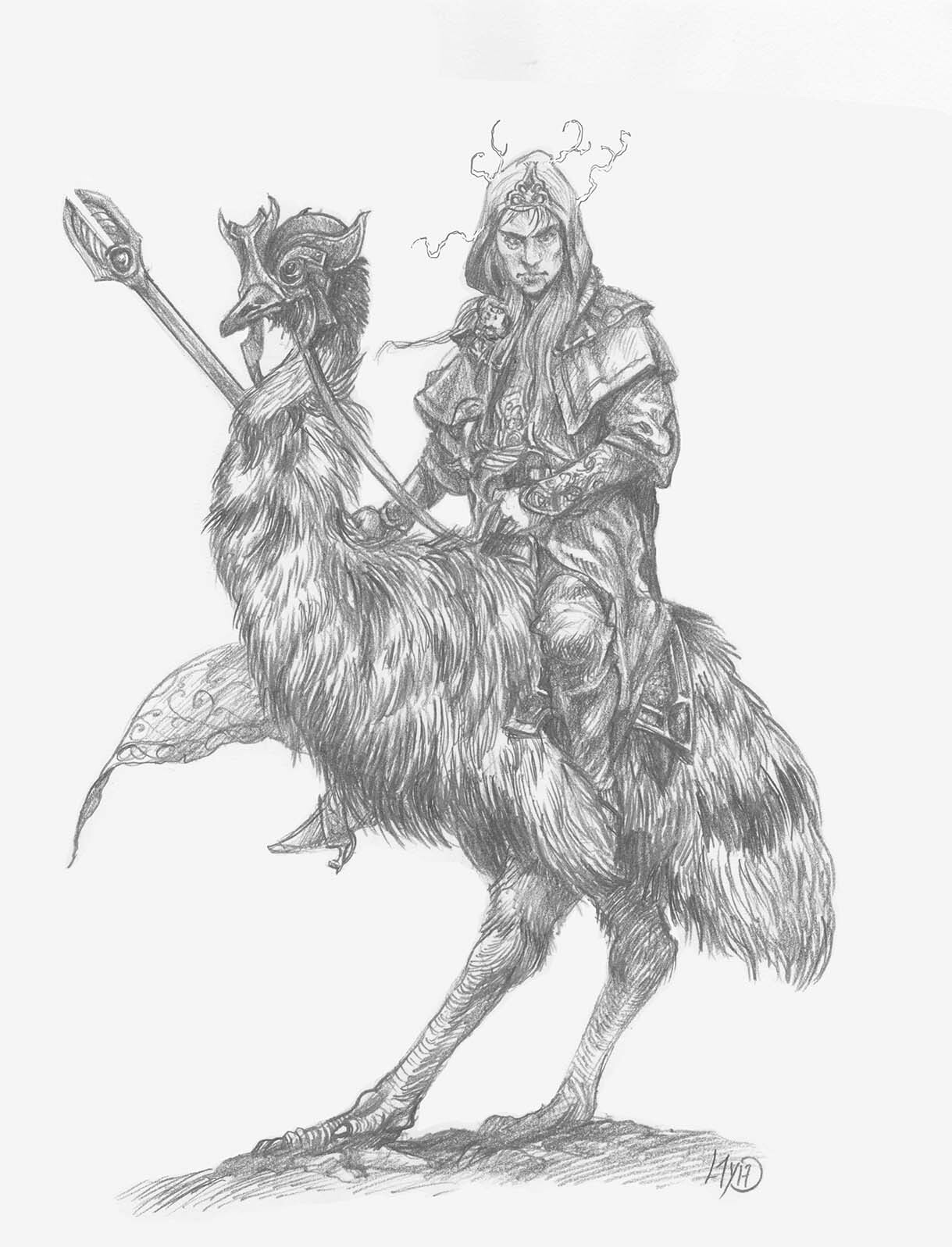 Laurent Miny - Elf mage on big bird