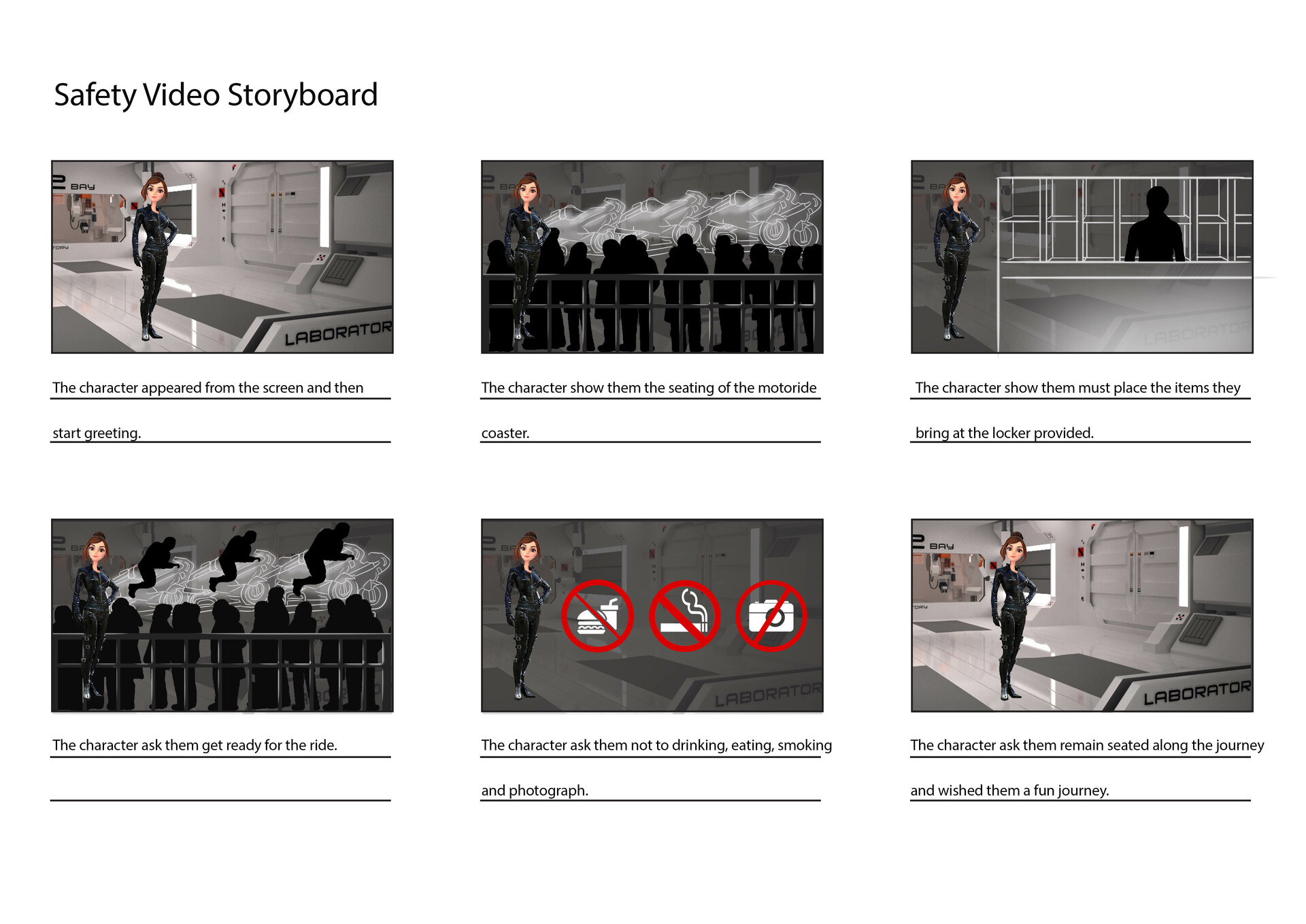 ArtStation - Safety video storyboard for roller coaster