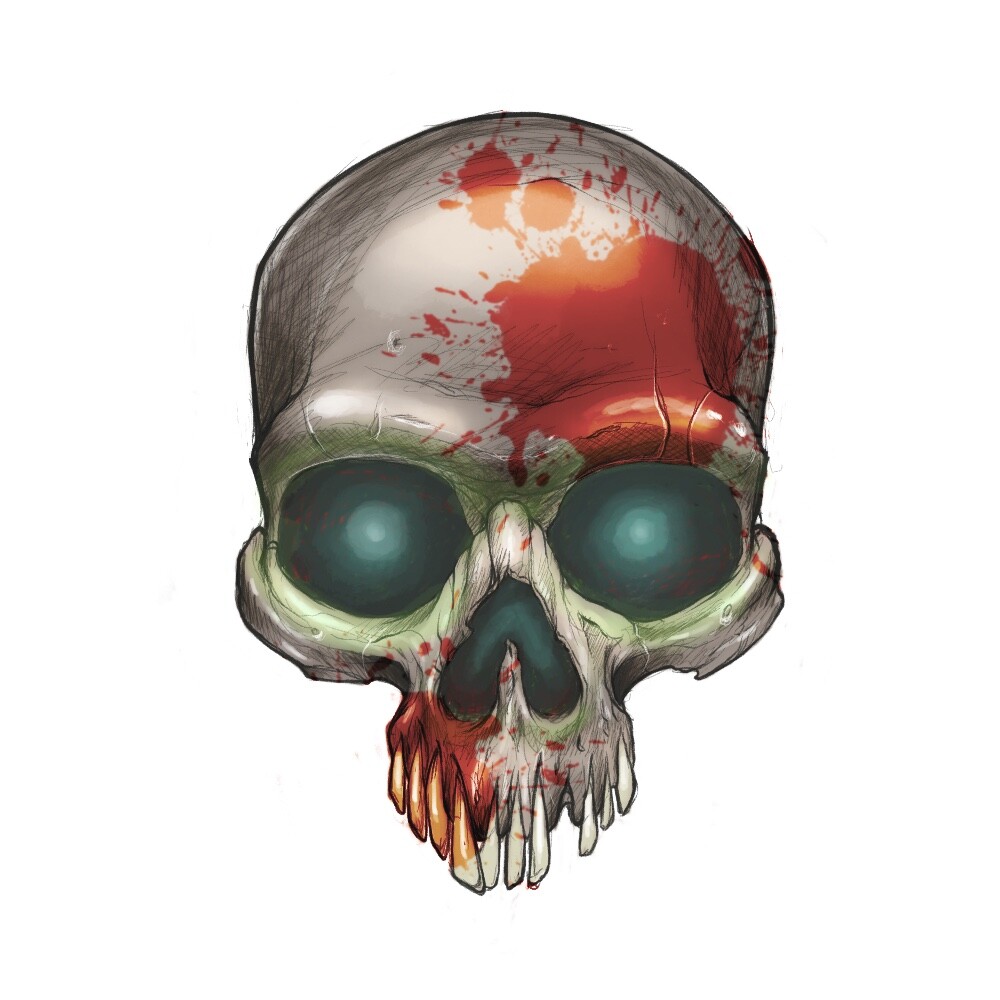 how to draw bleeding skull