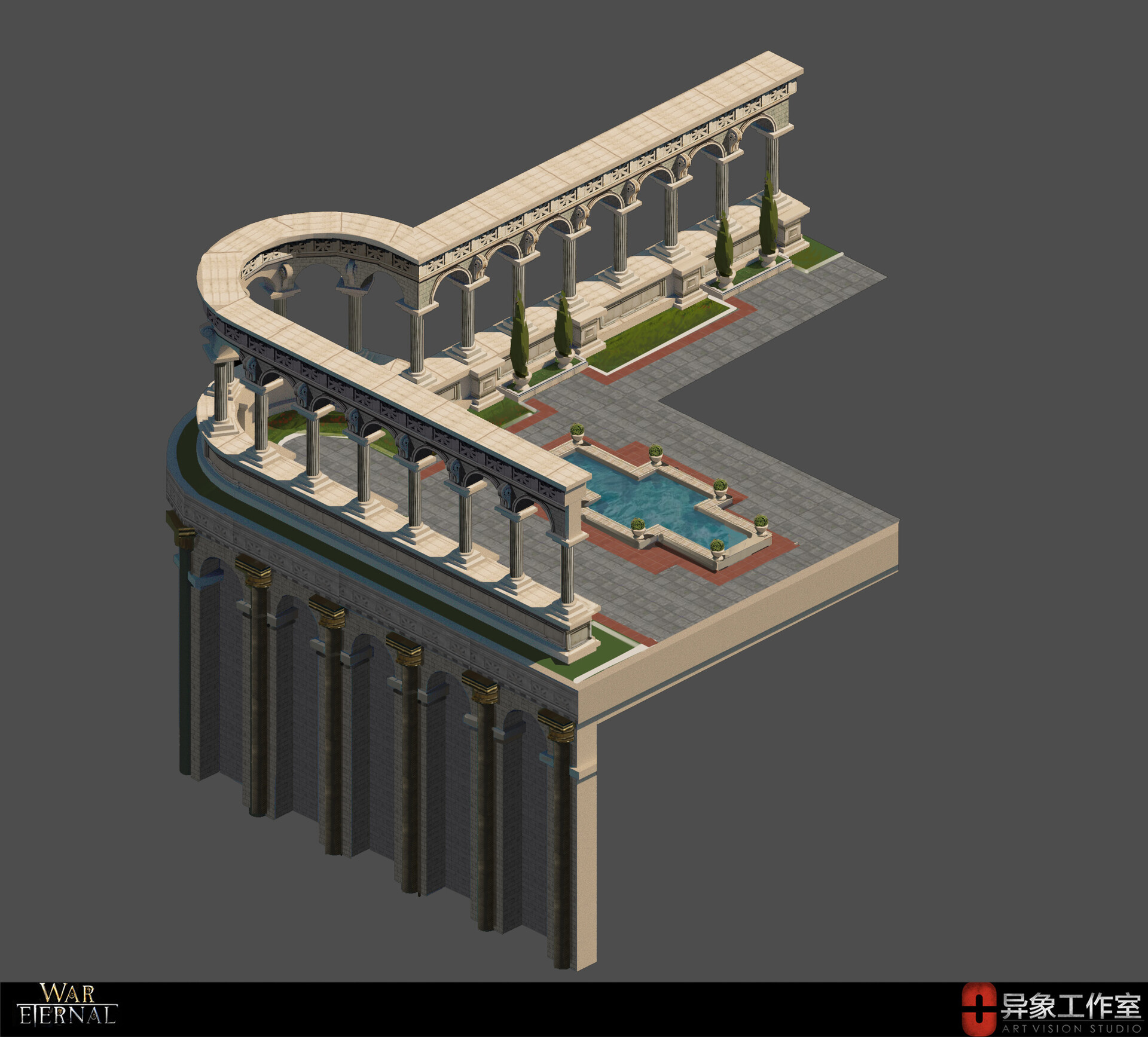 Dawnpu at Art vision studio - building design for War Eternal