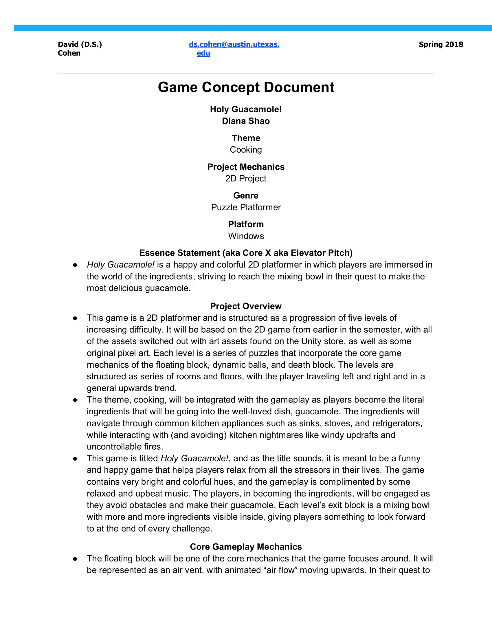 Diana Shao - Holy Guacamole! Game Design & Concept