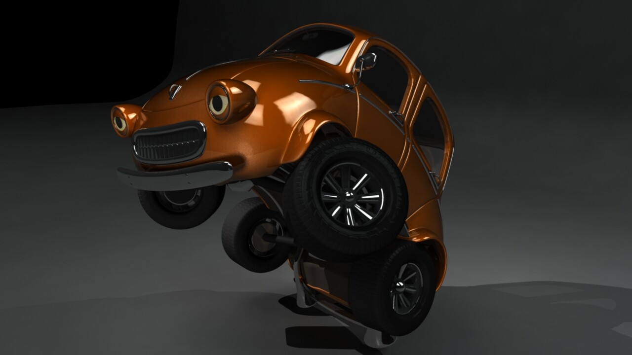 ArtStation - PIMPIN. A cartoon car with advanced rigging.