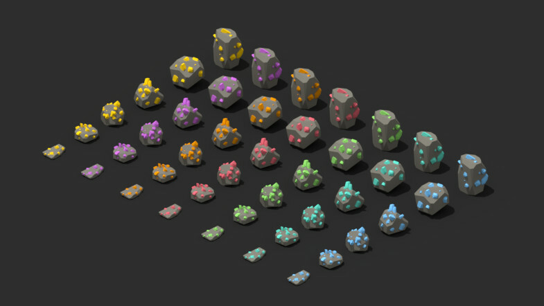 A 3D - Low Poly Gems And Rocks
