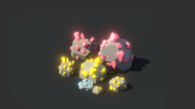 A 3D - Low Poly Gems And Rocks